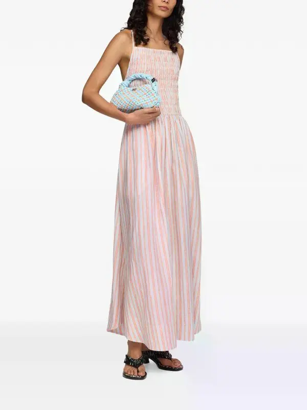GANNI Striped Linen Maxi Dress