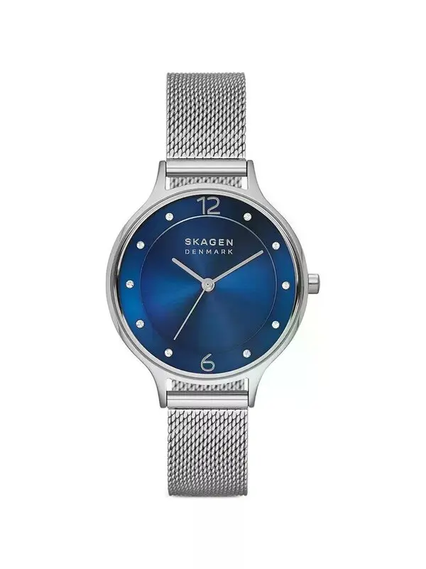 Skagen Anita Lille 30mm Stainless Steel Mesh Watch With Dial - Blue