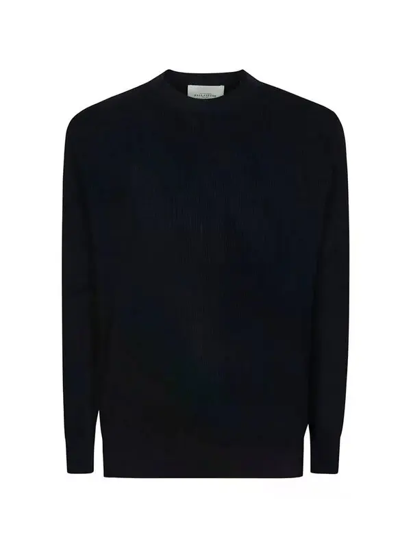 BALLANTYNE Ribbed Knit Crew Neck Sweater - Blue
