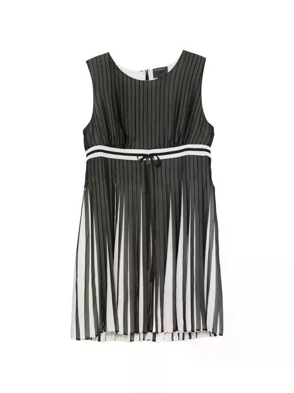 Roberto Cavalli 2000s Pleated Striped Midi Dress - Black