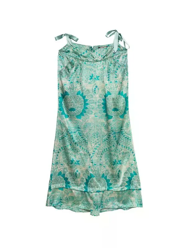 Roberto Cavalli 2000s Floral Print Silk Midi Dress - Blue