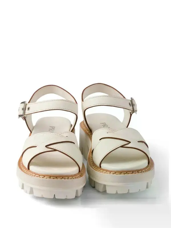 Prada Leather Sandals With Buckle Detail - Neutrals