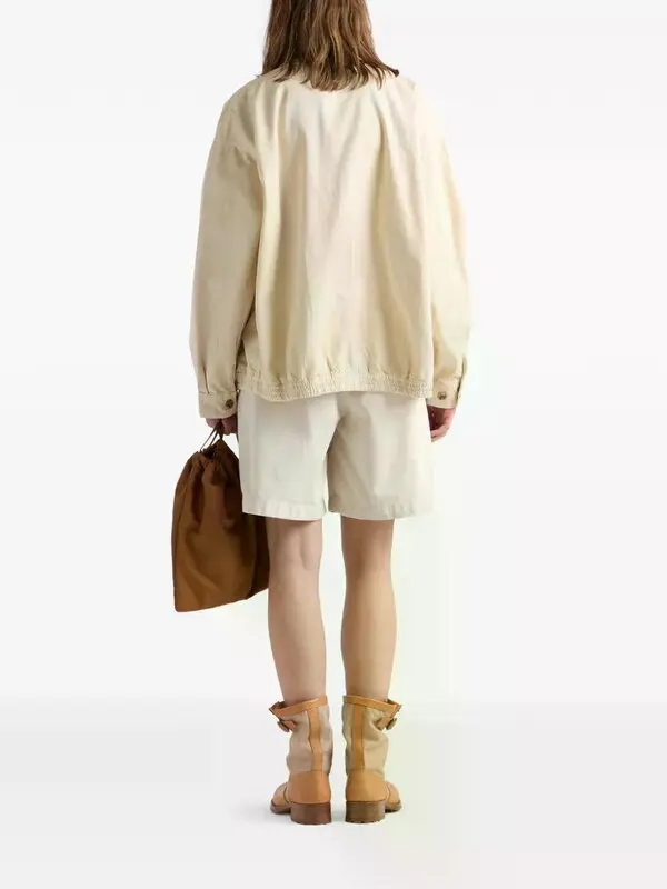 Prada Embroidered Garment-dyed Gabardine Blouson Jacket - Neutrals