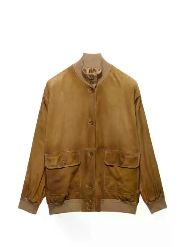 Prada Suede Blouson Jacket - Brown