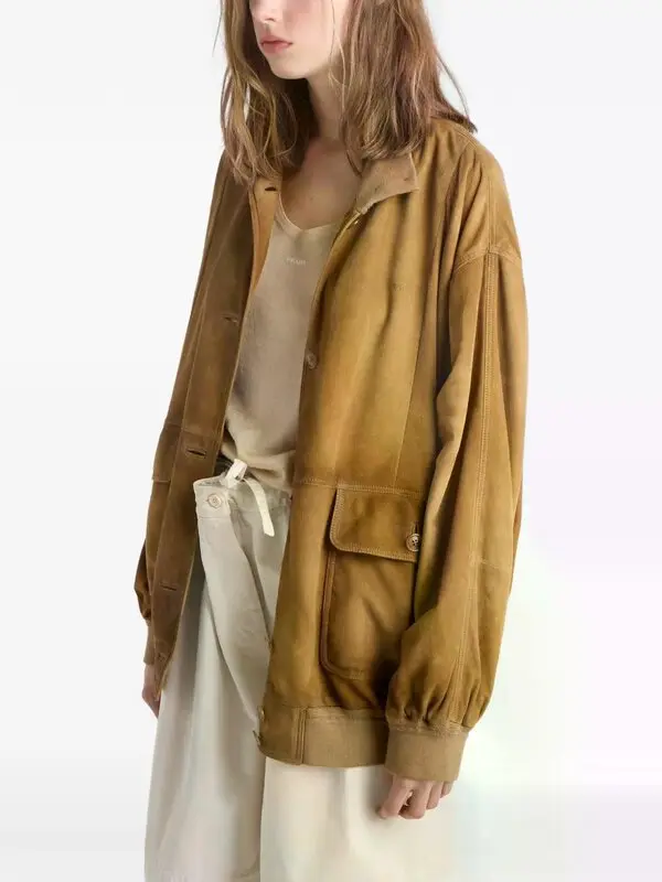 Prada Suede Blouson Jacket - Brown