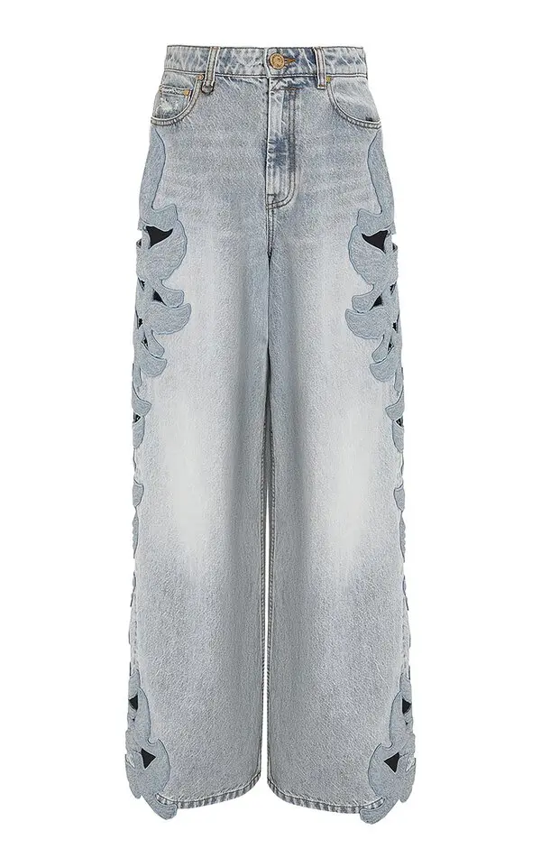 Zimmermann Alchemy Appliquéd Wide-leg Jeans - Light Blue