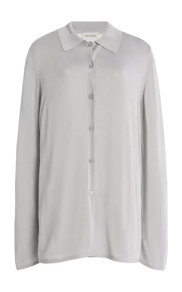 HOUSE OF DAGMAR Longline Knit Shirt - Silver