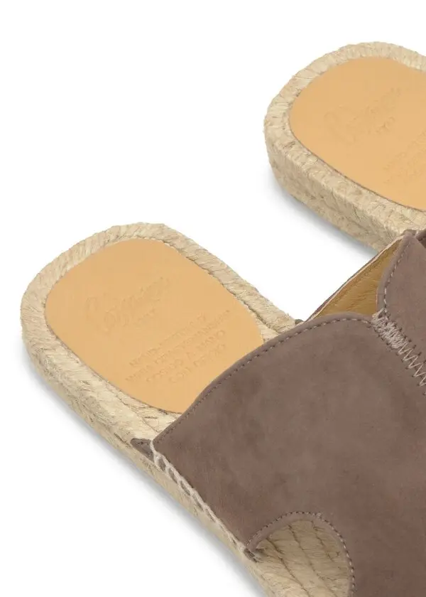 CastaÑer Suede Slides With Raffia Sole - Brown
