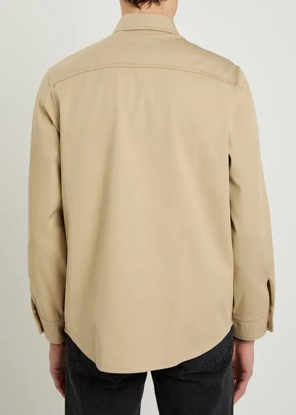 A.p.c. Logo-embroidered Cotton Overshirt - Beige