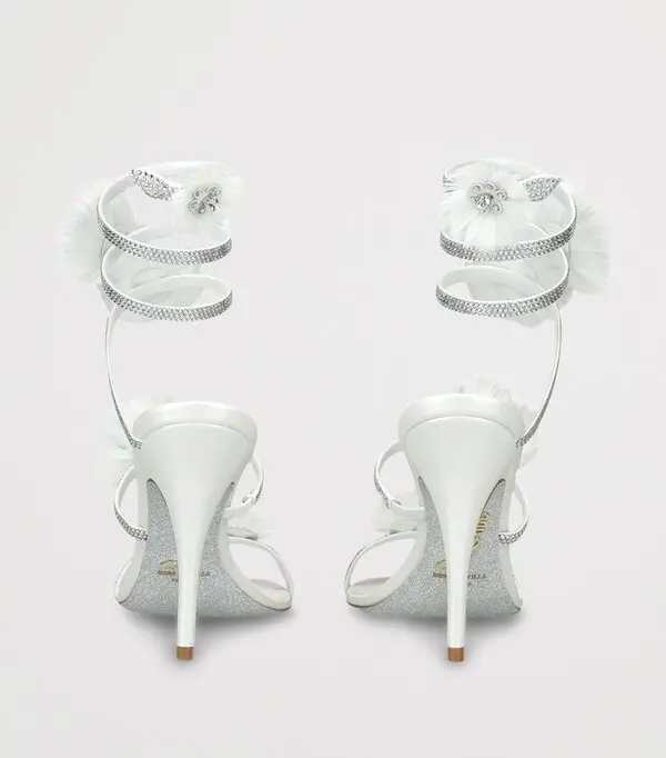Rene Caovilla Embellished Floral Wrap Heeled Sandals