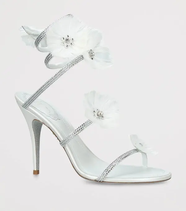 Rene Caovilla Embellished Floral Wrap Heeled Sandals