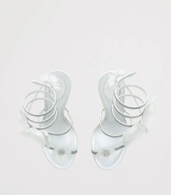 Rene Caovilla Embellished Floral Wrap Heeled Sandals