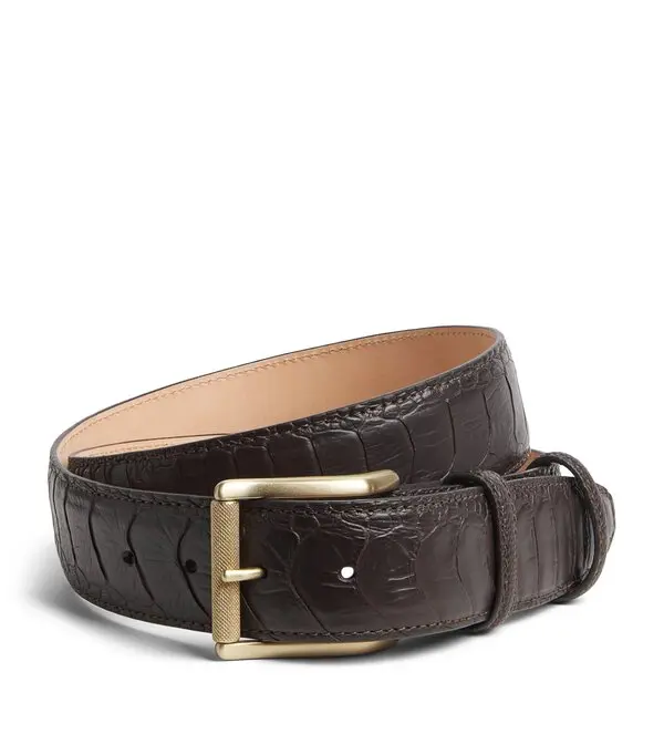 ELLIOT RHODES Ostrich Leather Belt - Brown