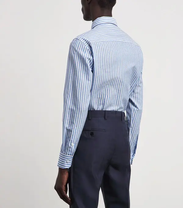Brioni Cotton-linen Stripe Shirt