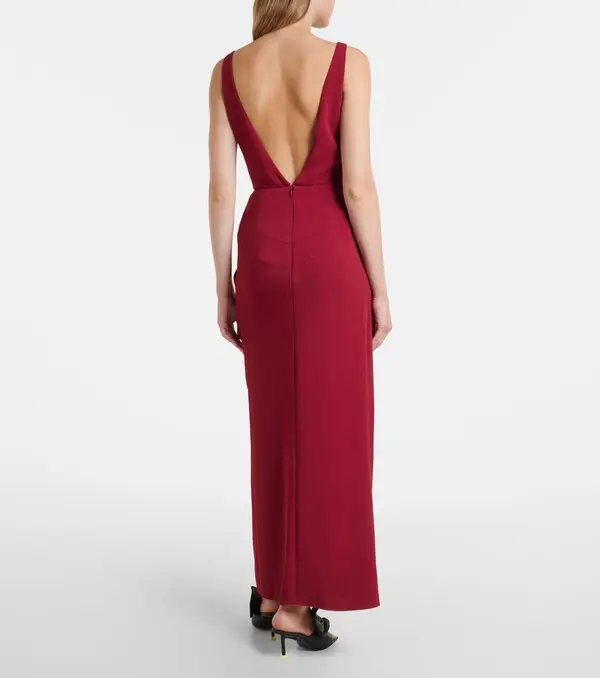 Givenchy Asymmetrical Draped Maxi Dress In Cherry - Red