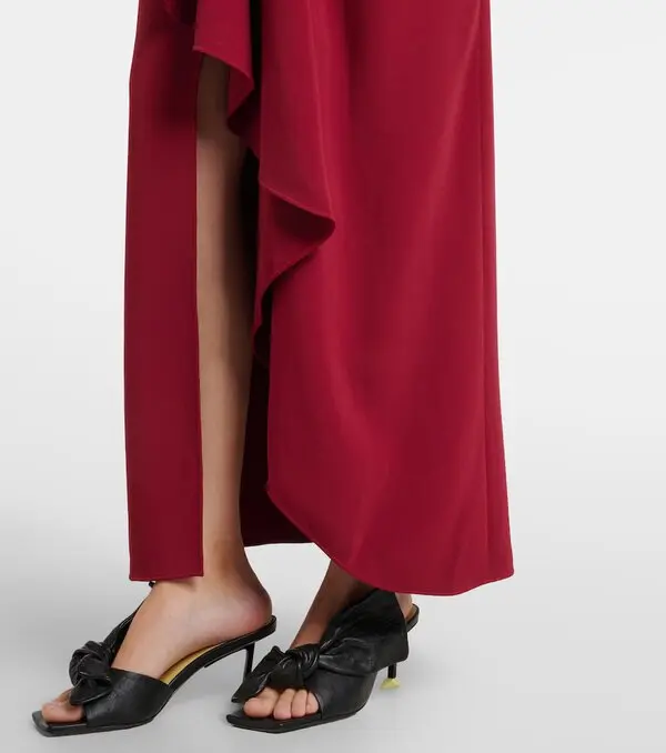 Givenchy Asymmetrical Draped Maxi Dress In Cherry - Red