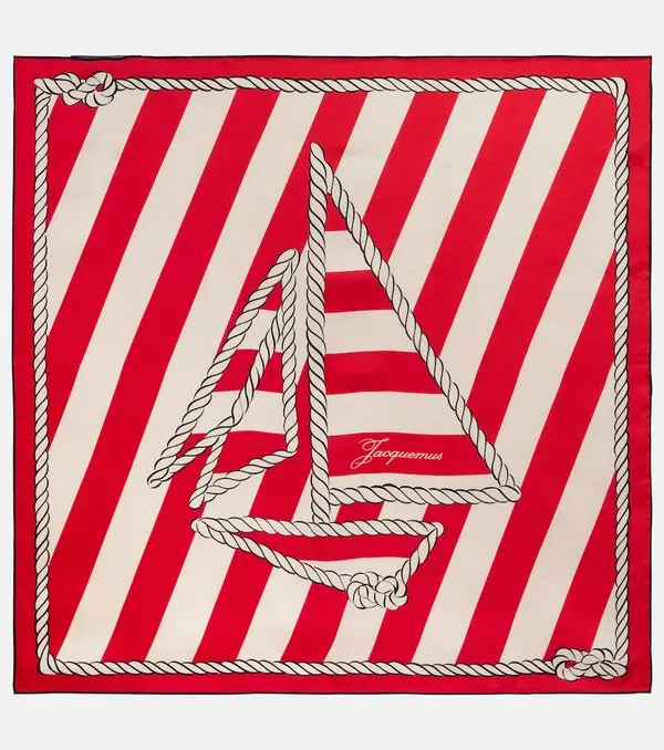 Jacquemus Bateau Corde Printed Silk Scarf - Red