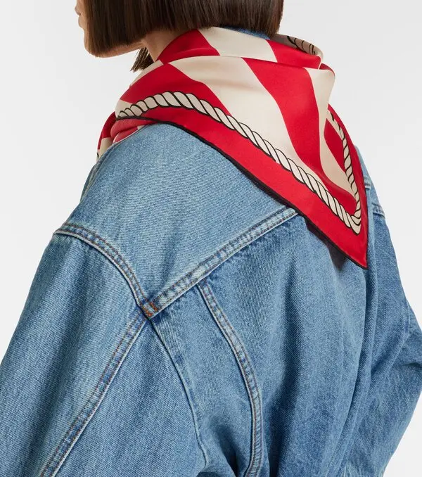 Jacquemus Bateau Corde Printed Silk Scarf - Red