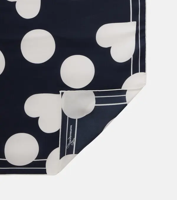 Jacquemus Coeur Printed Silk Scarf - Blue