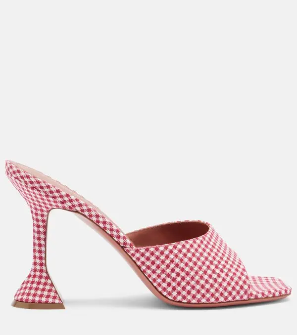 Amina Muaddi Lupita Gingham Mules - Red