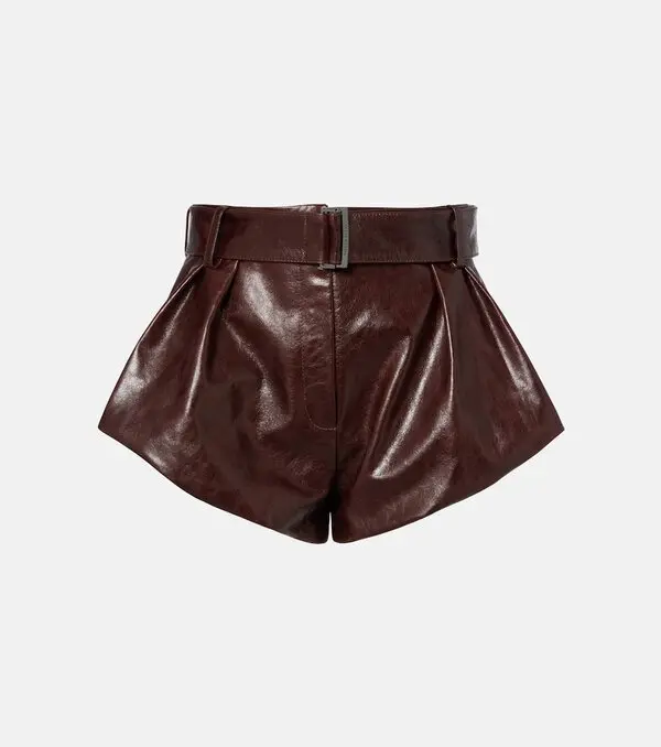 Magda Butrym Belted Leather Shorts - Brown