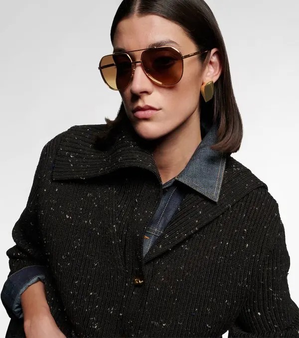 Bottega Veneta Light Ribbon Aviator Sunglasses