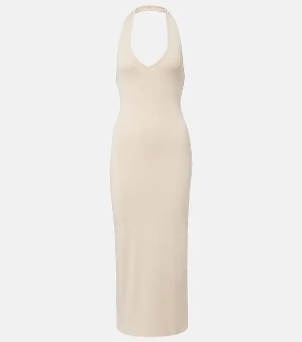 NILI LOTAN Stevie Cotton Jersey Midi Dress - Beige