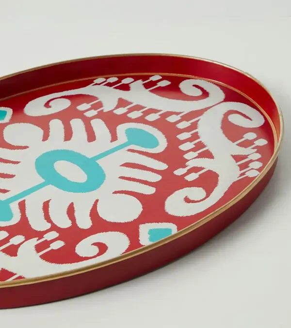 LES-OTTOMANS Ikat Iron Tray - Multicoloured
