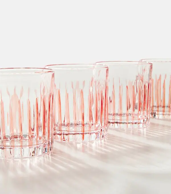 LES-OTTOMANS Set Of 4 Striped Crystal Tumblers