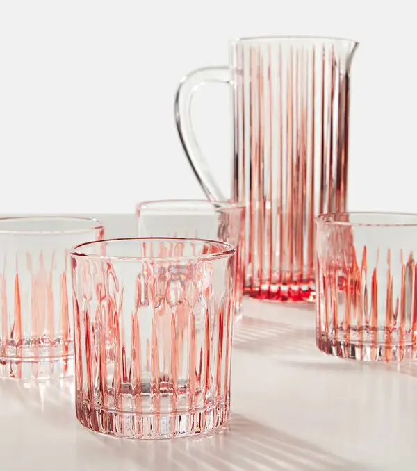 LES-OTTOMANS Set Of 4 Striped Crystal Tumblers