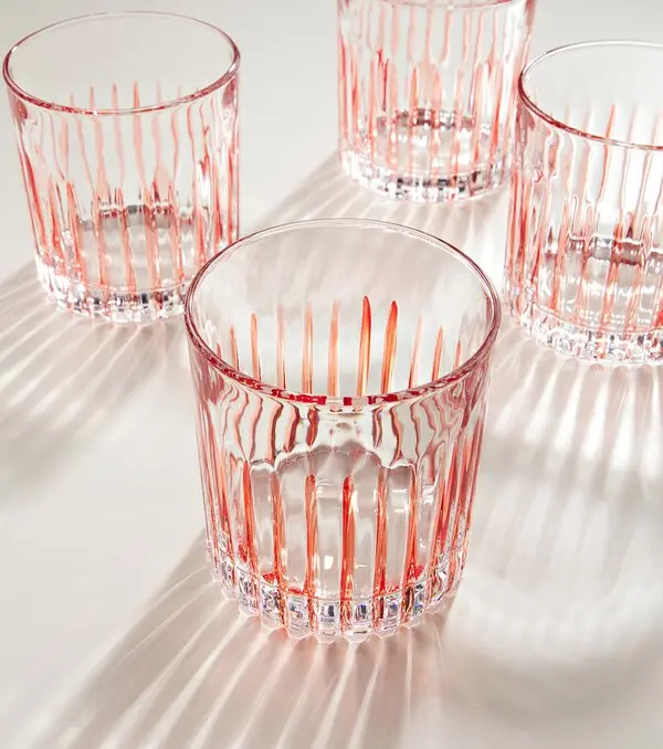 LES-OTTOMANS Set Of 4 Striped Crystal Tumblers