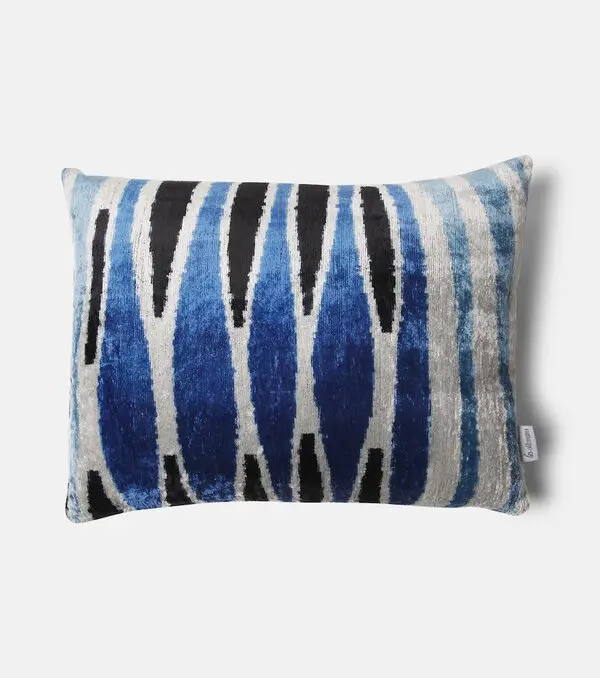 LES-OTTOMANS Striped Cotton And Silk Velvet Cushion - Multicoloured
