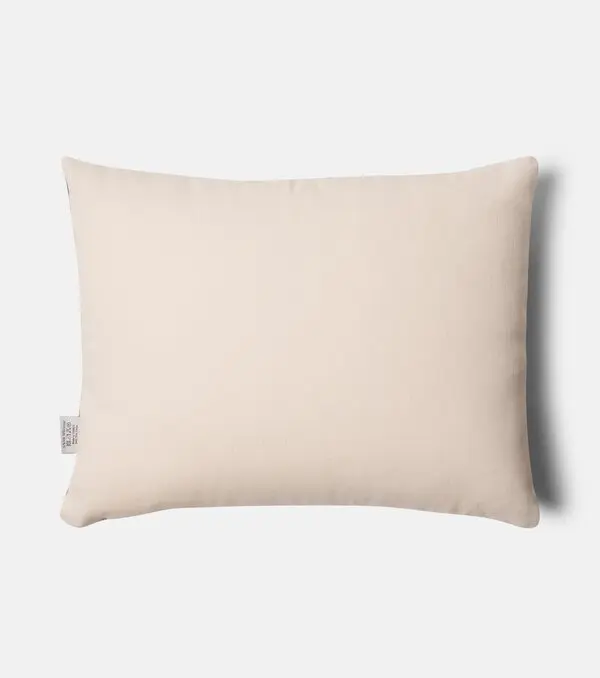 LES-OTTOMANS Striped Silk And Cotton Velvet Cushion - Brown