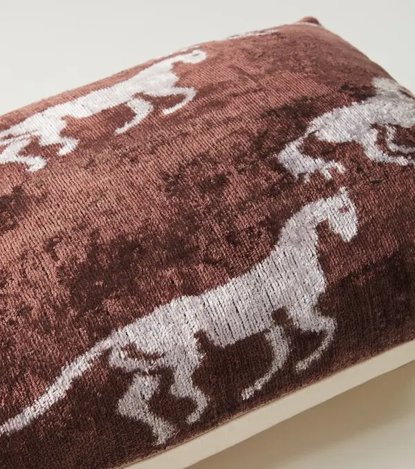 LES-OTTOMANS Silk And Cotton Velvet Cushion - Brown