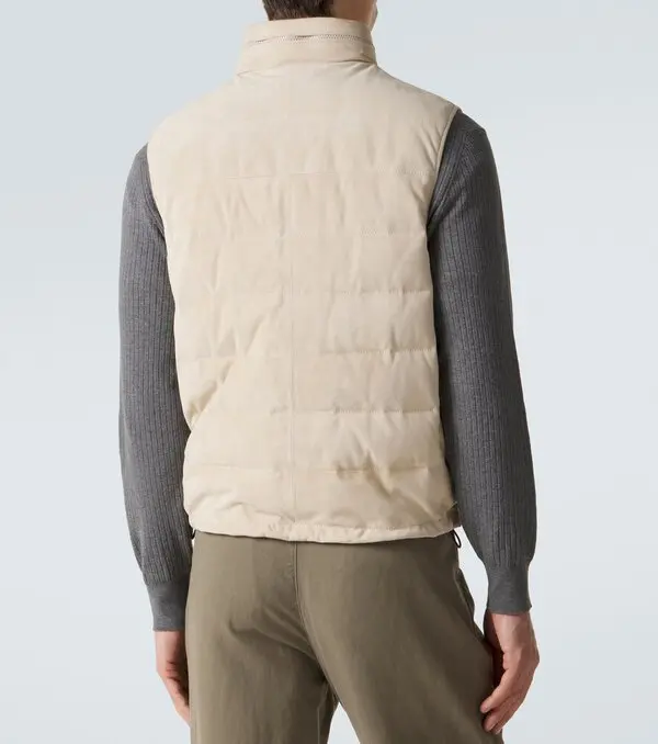 Brunello Cucinelli Suede Down Vest - Brown