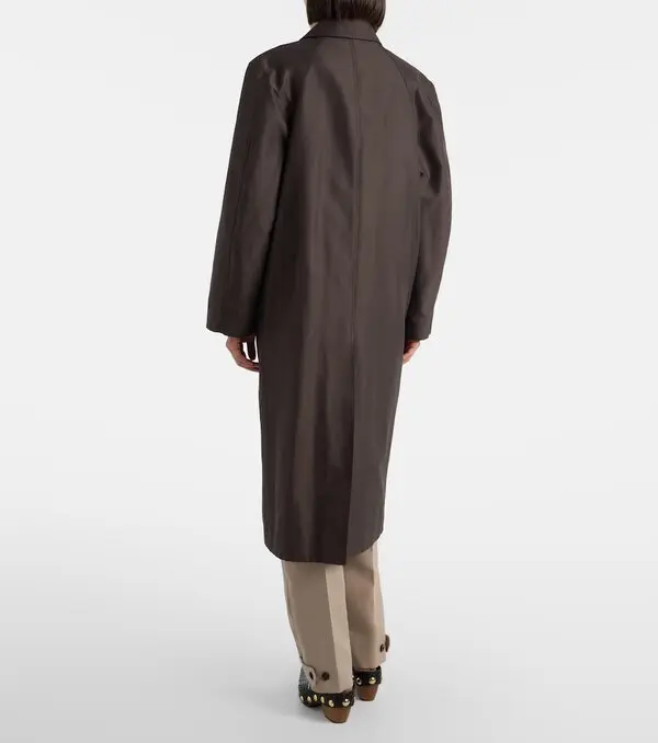 Bottega Veneta Intrecciato Leather-trimmed Silk Trench Coat