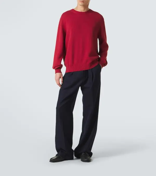 SAMAN AMEL Gio Cotton Crewneck Sweater - Red