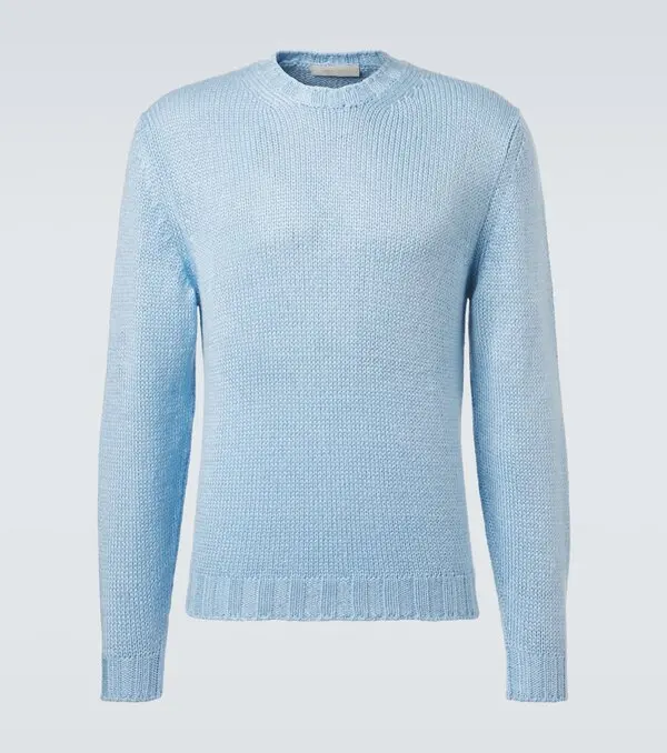 SAMAN AMEL Gio Silk Sweater - Blue
