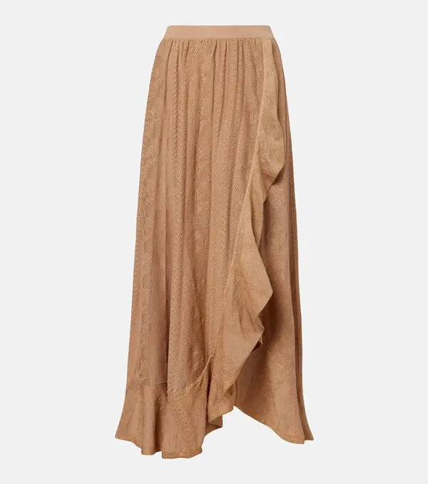 Zimmermann Aster Pointelle Lame Maxi Skirt - Brown