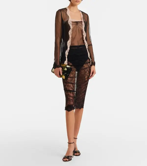 Valentino Garavani Lace-trimmed Sheer Mesh Camisole