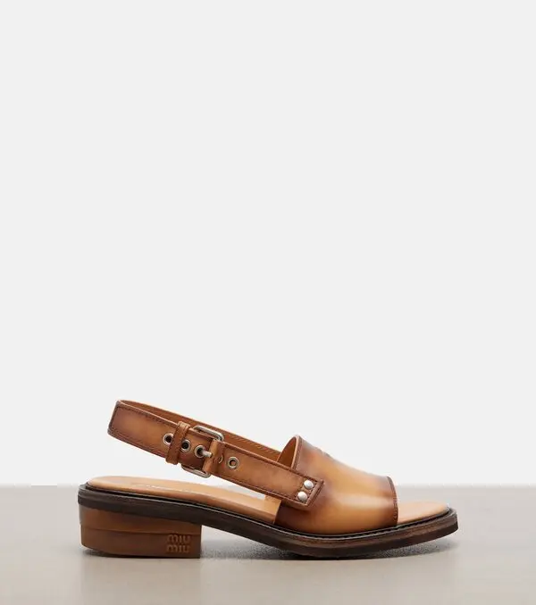 Miu Miu Leather Slingback Sandals