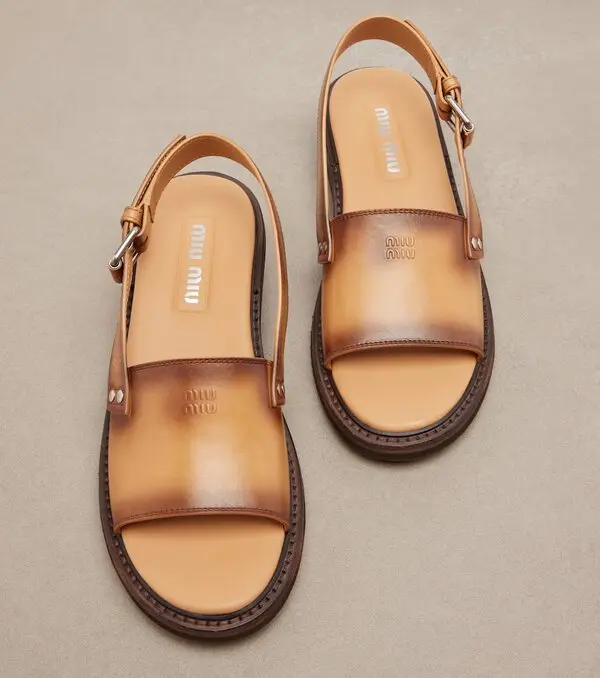 Miu Miu Leather Slingback Sandals