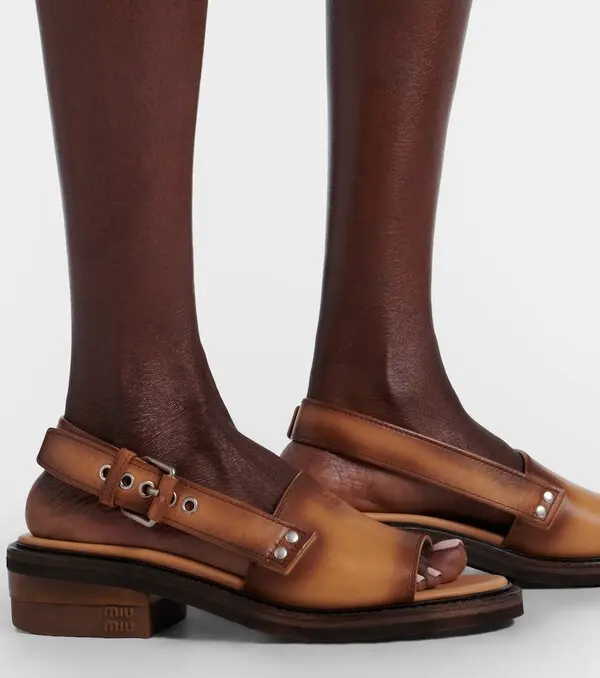 Miu Miu Leather Slingback Sandals