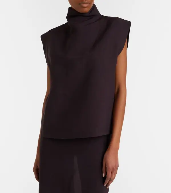 Alaïa Poplin Turtleneck Top - Brown