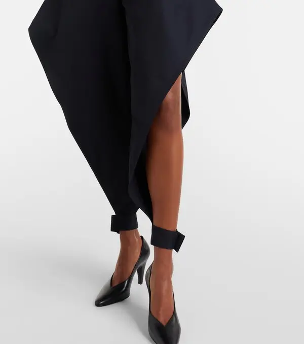 Alaïa Ruffled Cotton Gabardine Tapered Trousers