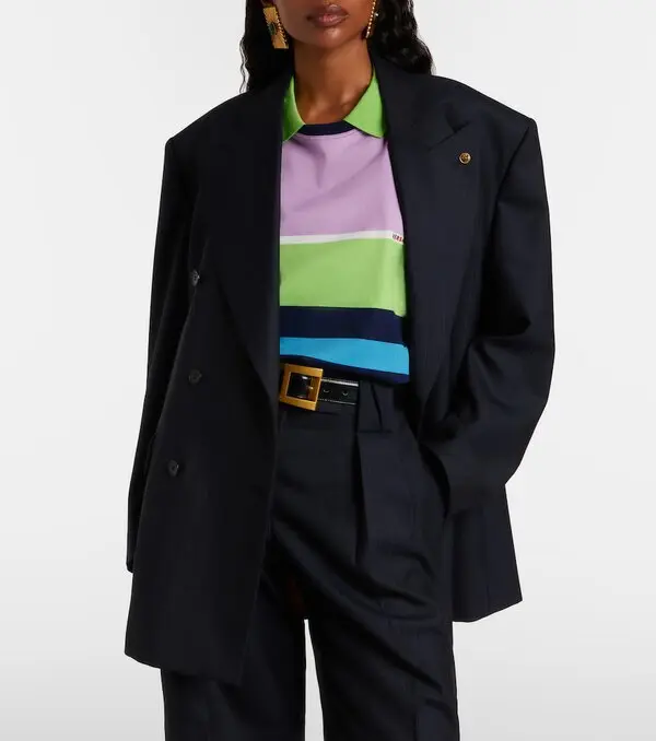 Versace Double-breasted Virgin Wool Blazer