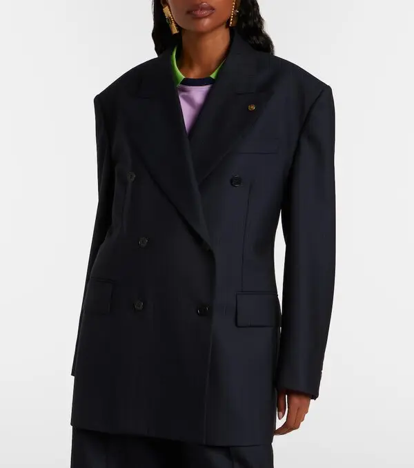 Versace Double-breasted Virgin Wool Blazer