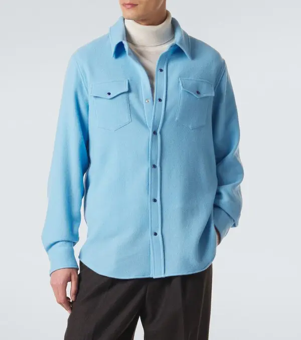 GOD'S TRUE CASHMERE Cashmere Shirt With Lapis Lazuli - Blue