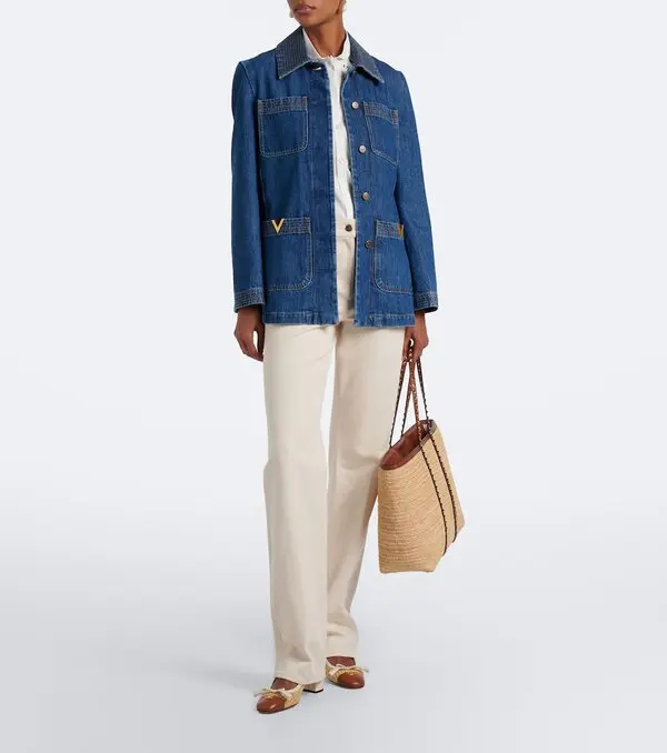 Valentino Garavani Rockstud Large Raffia Tote Bag