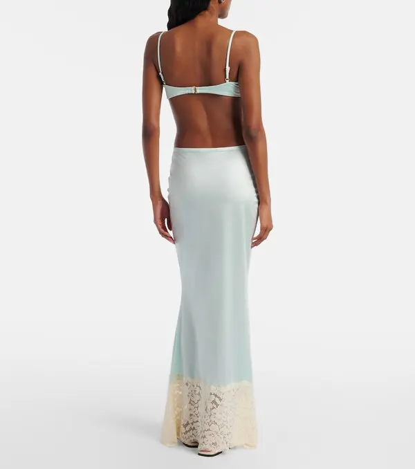 MONTCE Natalia Lace-trimmed Slip Skirt - Blue